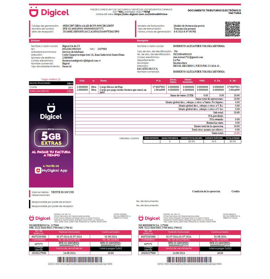 Factura - Digicel